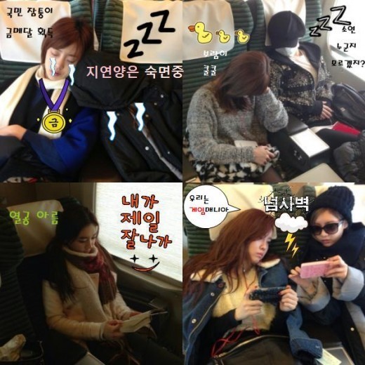 T-ARA、新幹線での日常を公開“寝たり、ゲームしたり” - Kstyle